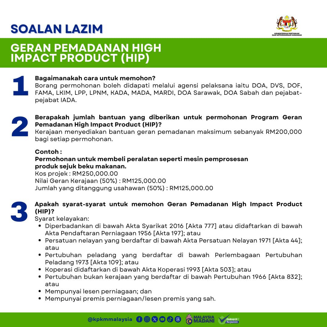 Program Geran Pemadanan High Impact Product (HIP)