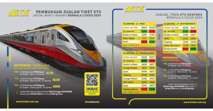 Jadual Waktu Baru ETS (KTMB) - Bagi Perjalanan Ogos-Nov 2024