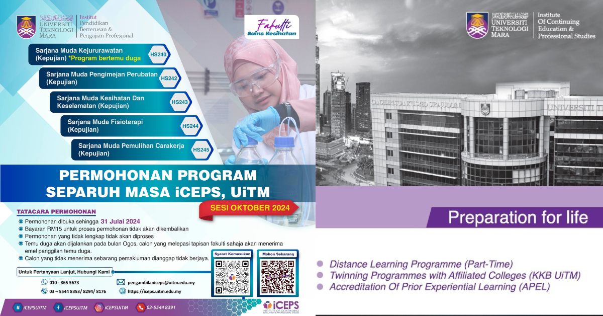 Permohonan Program Separuh Masa iCEPS, UiTM - Sesi Okt 2024
