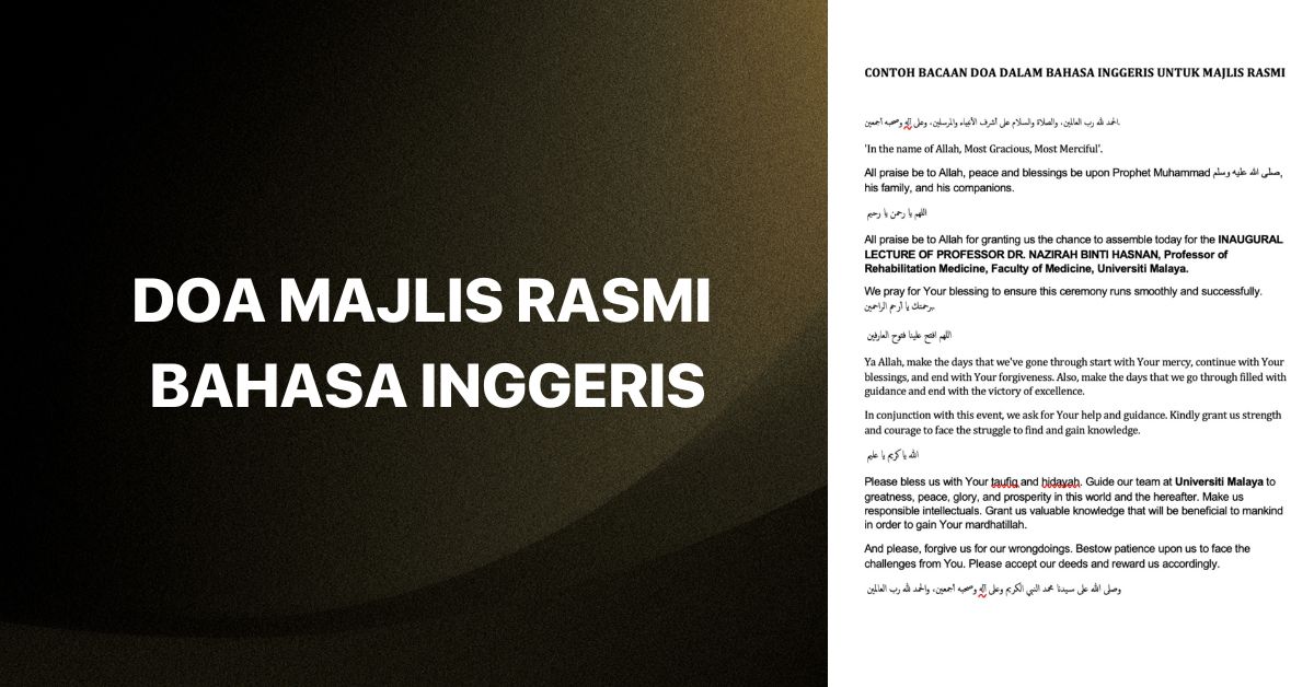 Contoh Doa Bahasa Inggeris Untuk Majlis Rasmi: Teks & Template