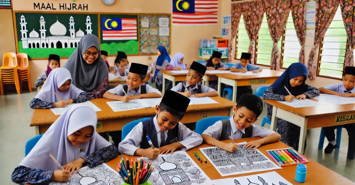 Contoh Poster Aktiviti Mewarna Maal Hijrah (Awal Muharam 2024)