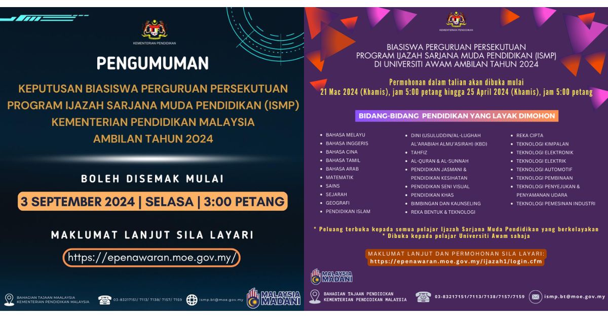 Semakan ISMP 2024: Keputusan Biasiswa Perguruan Persekutuan