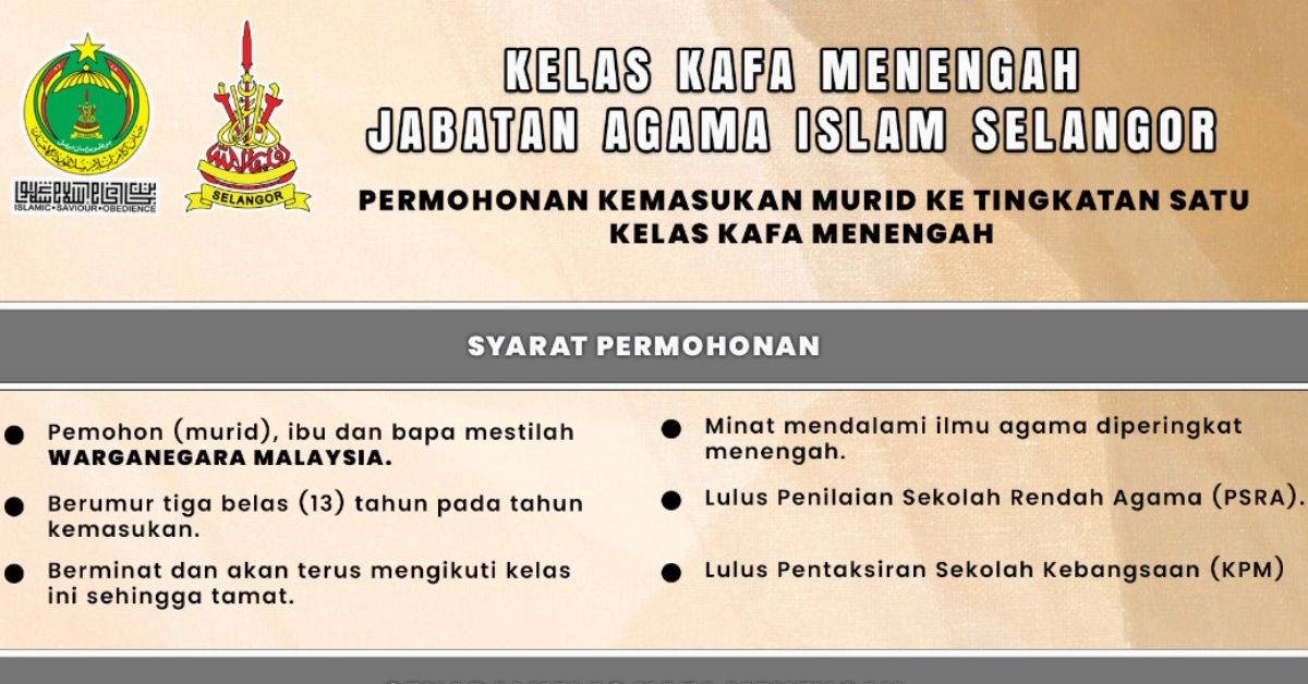 Kelas KAFA Menengah JAIS: Permohonan & Syarat Kelayakan