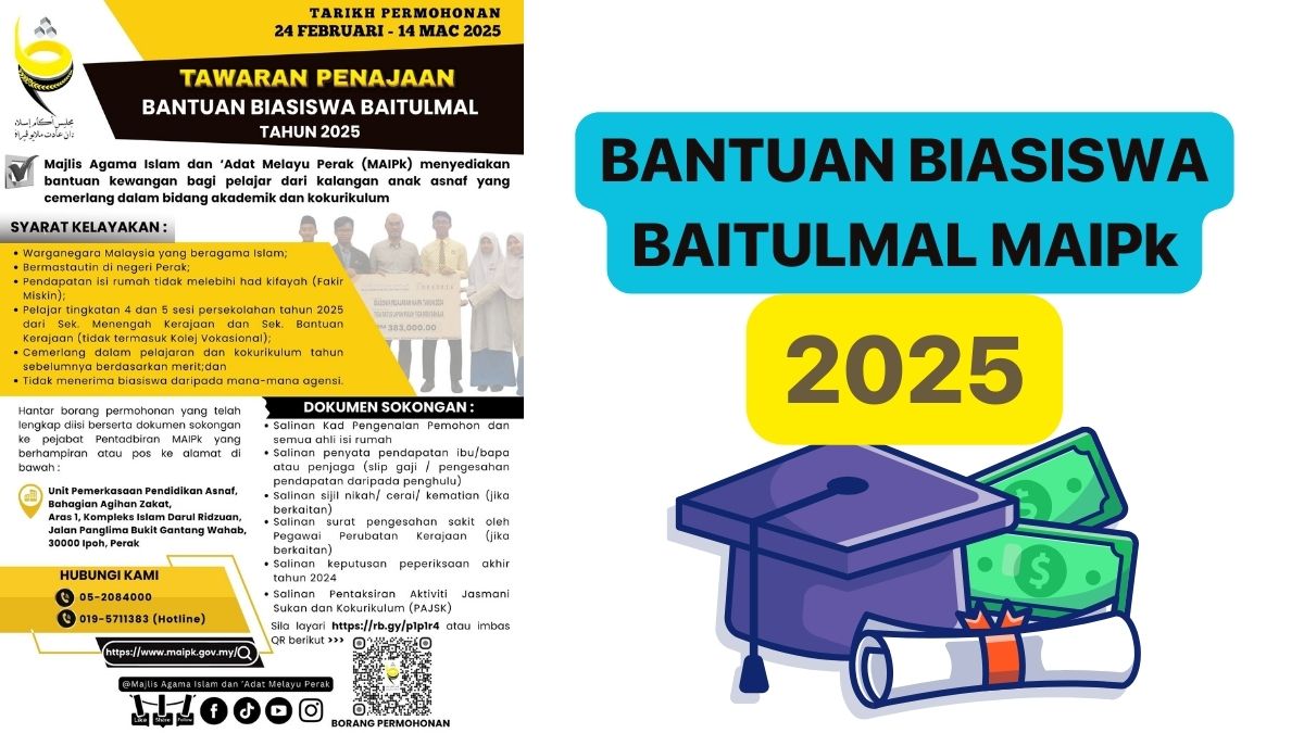 Biasiswa Baitulmal Perak 2025: Tawaran Penajaan Bantuan MAIPk